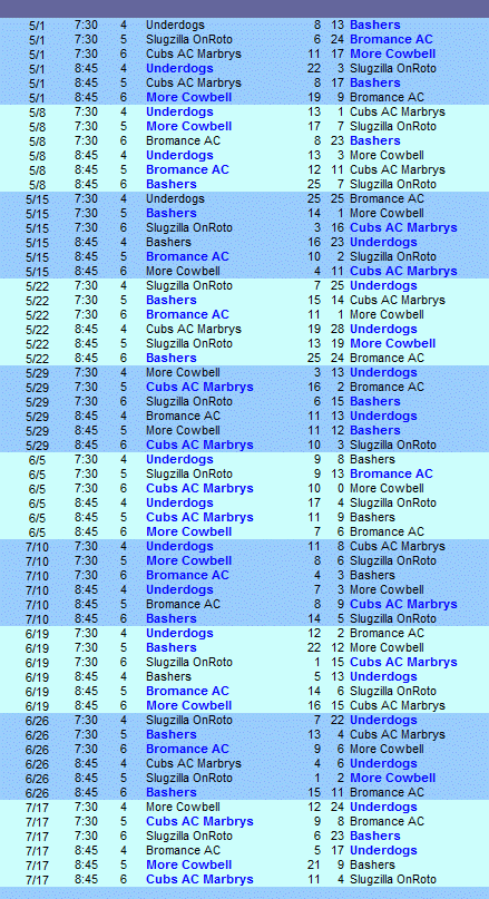 Underdogs M-Classics softball