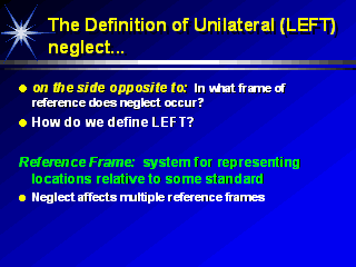 The Definition of Unilateral (LEFT) neglect...