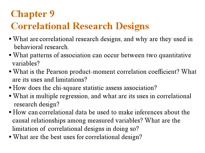 Chapter 9 Correlational Research Designs