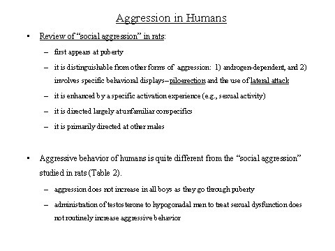 Aggression in Humans