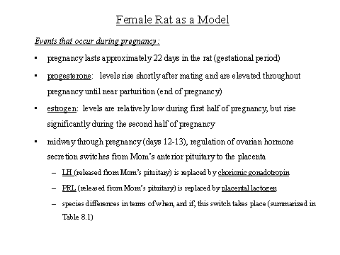 Female Rat as a Model